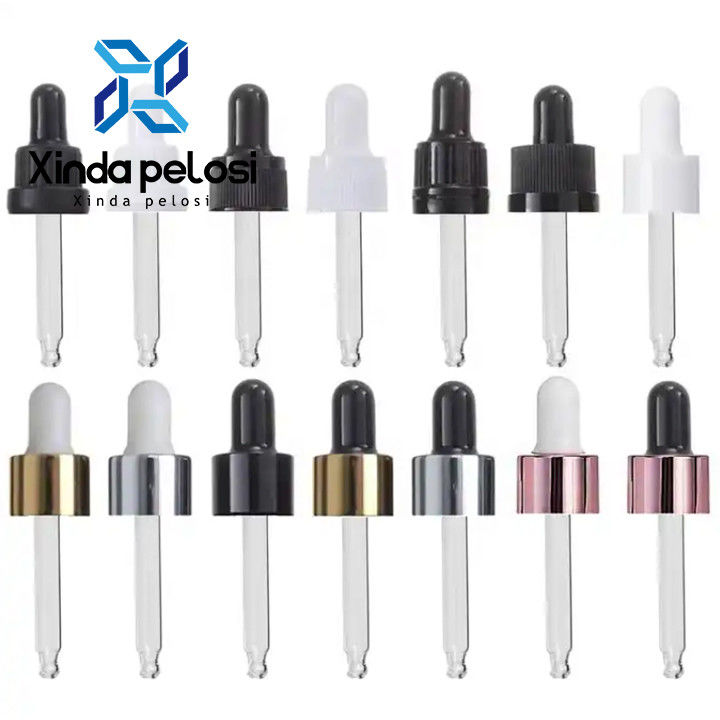 Cosmetic Bottle Caps Jars Dropper Smooth Wall Glass Tube Dropper Caps ...