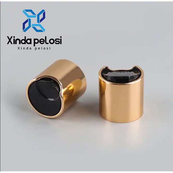 28 410 20 410 24 410 Aluminum Plastic Black Gold Disc Top Cap For Cosmetic Packaging
